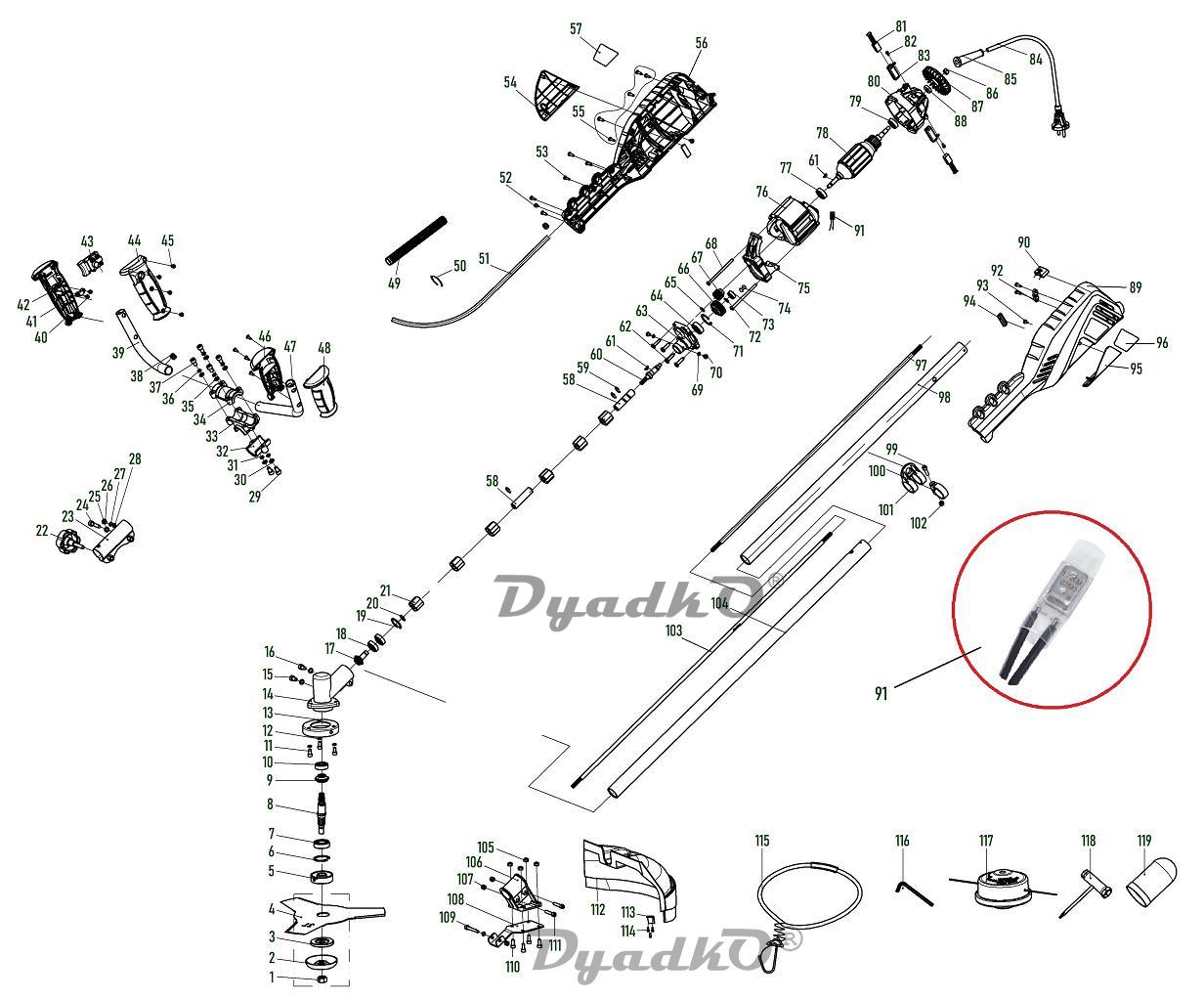 Схема (деталировка) триммеры электрические PIT PTR2000-EL . Подбор по модели, низкие цены в ...