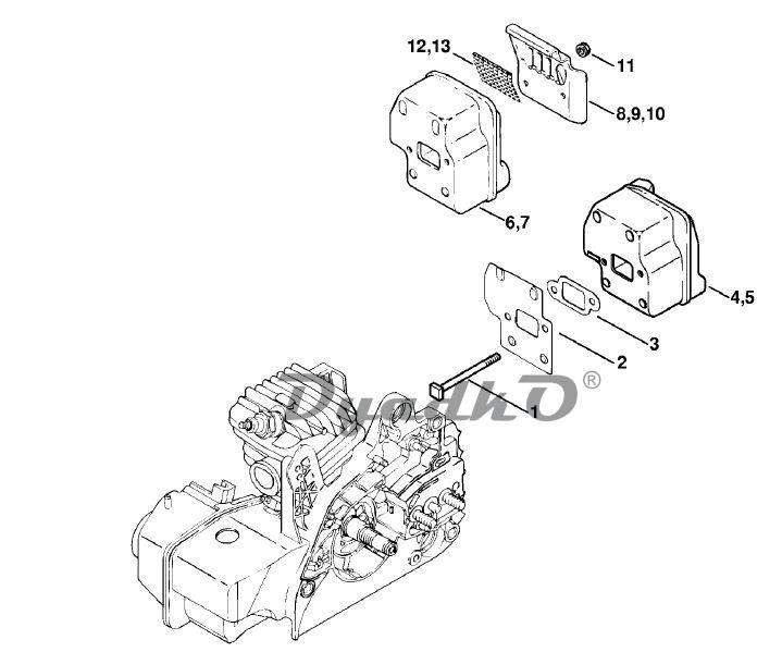 Схема (деталировка) пилы цепные бензиновые STIHL MS 230, MS 230 C-BE G ...