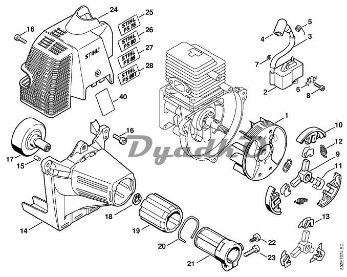 Схема (деталировка) триммеры бензиновые STIHL FS 75, FS 80, FS 80 R, FS ...
