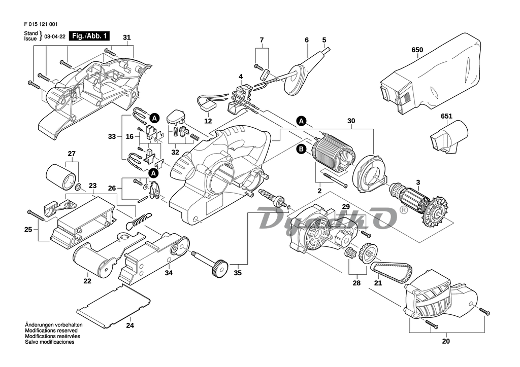 Схема (деталировка) ленточные шлифмашины сетевые SKIL 1210 (F015121001 ...