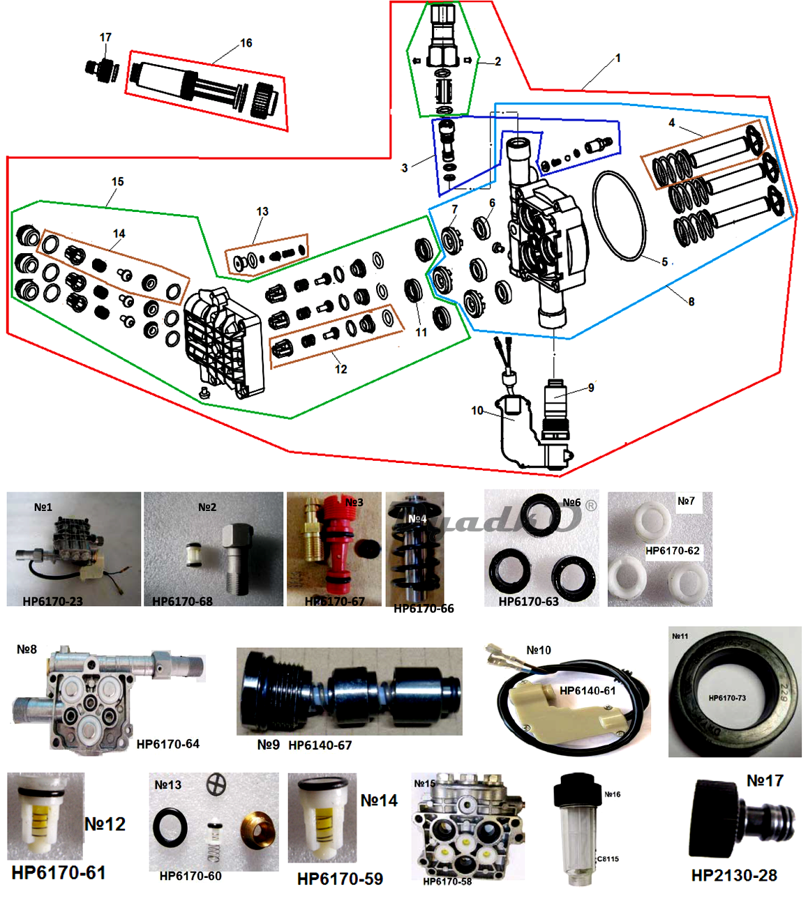 Схема (деталировка) минимойки (бытовые мойки) CHAMPION (IGP) HP 6170 ...