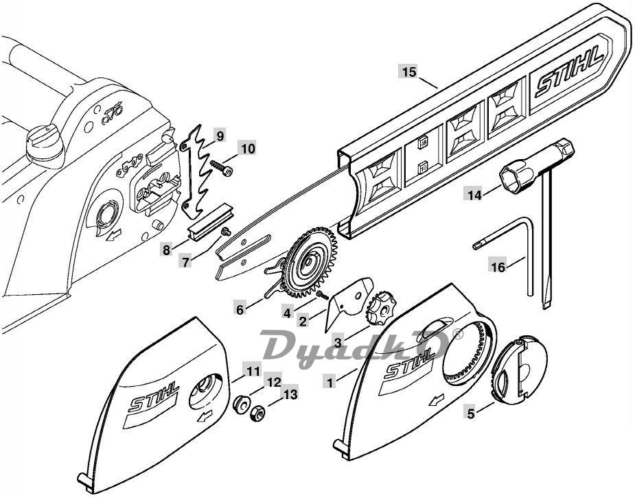 Схема (деталировка) пилы цепные электрические STIHL MSE 140 C, MSE 160 ...