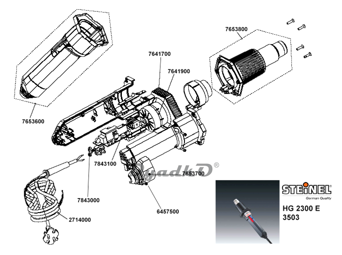 Схема (деталировка) фены строительные STEINEL HG 2300 E. Подбор по ...