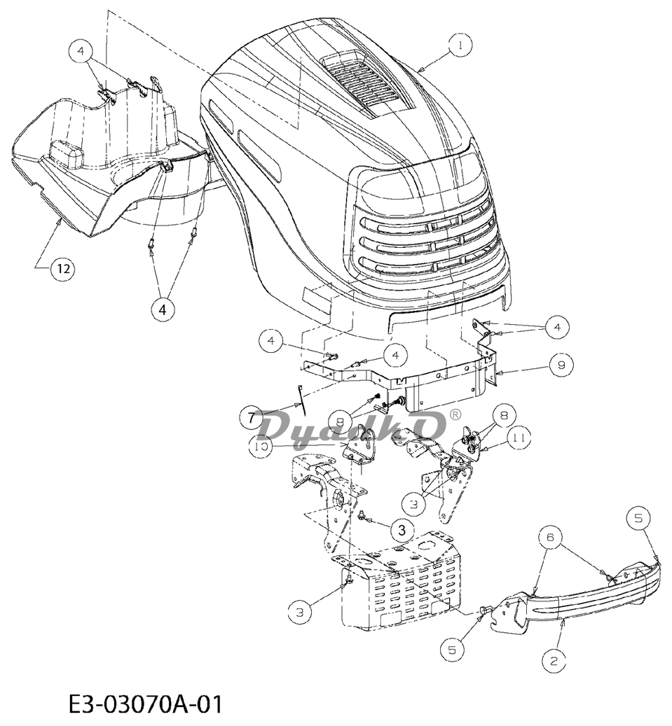 Схема (деталировка) тракторы садовые и райдеры CUB CADET GT 1223 ...