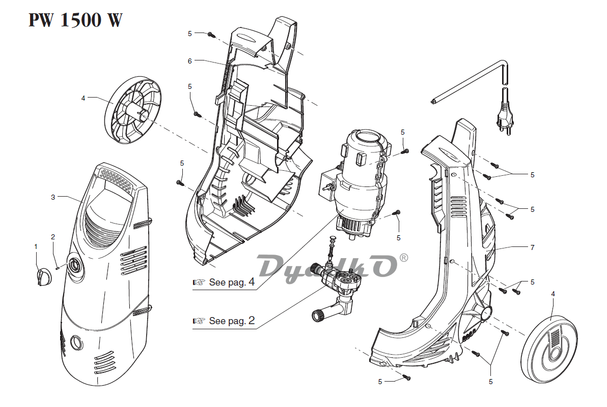 Схема (деталировка) минимойки (бытовые мойки) BLACK&DECKER PW 1500 W ...