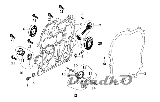 Схема (деталировка) бензиновые двигатели с горизонтальным валом LIFAN ...